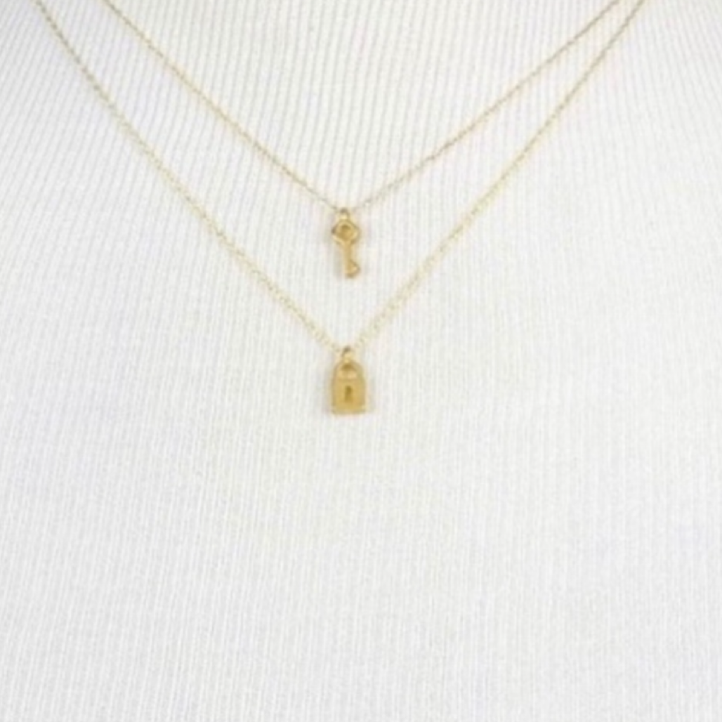 Lock & Key Double Layer Necklace | Bar L Boutique